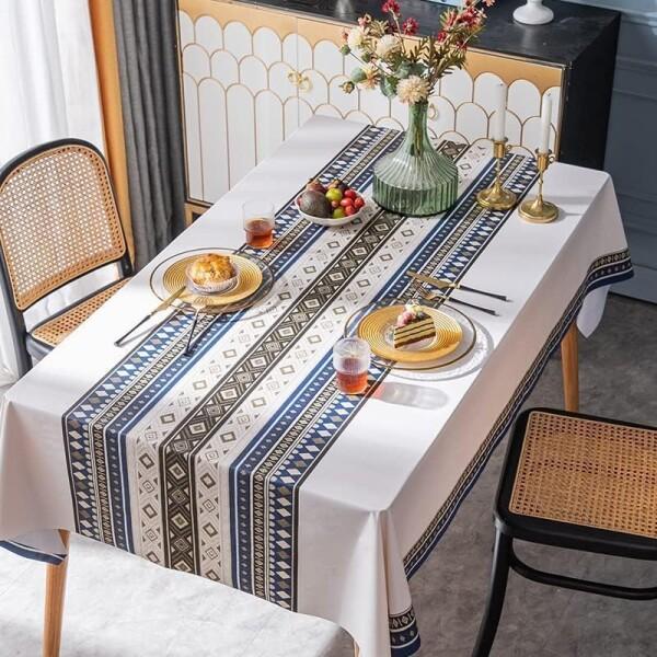 UmiHomeテーブルクロス ビニール 厚手 高級 おしゃれ テーブルカバー 撥水 加工 PVC製 長方形 tablecloth 汚れ防止 防水 防油 テーブルマット 高耐久 耐熱 北欧 お手入れ簡単 ずれにくい 厚手 家庭用／パーティー用...