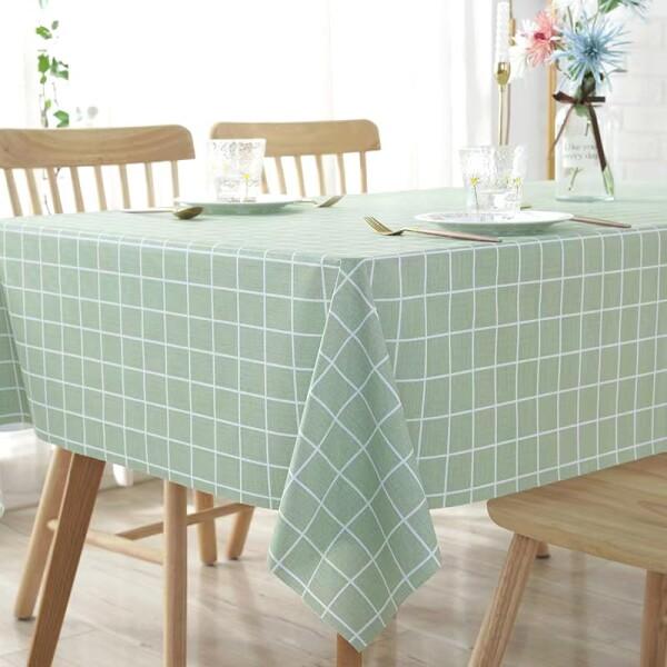 NaturesHome テーブルクロス ビニール おしゃれ テーブルカバー 撥水 PVC製 長方形 tablecloth 汚れ防止 防水 防油 北欧 テーブルマット 耐久 耐熱 ずれにくい 厚手（グリーンチエック柄 90×140cm）商品コ...
