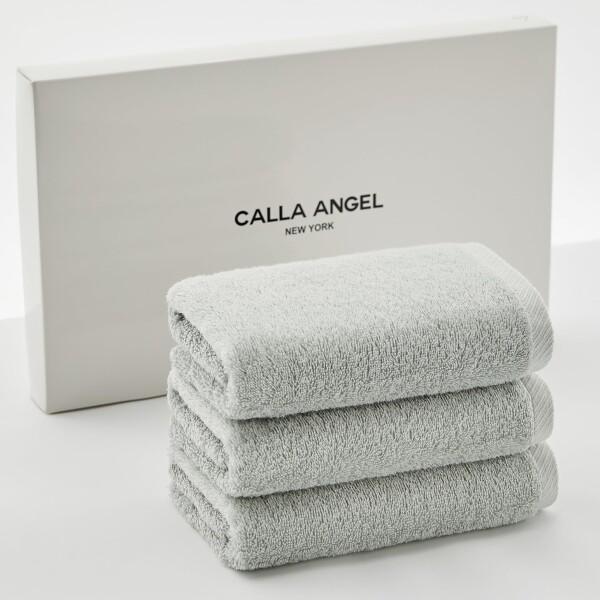 Calla Angel New York高級フェイスタオル 3枚組 高吸水 柔らかい 甘撚り 厚手 無地 上質コットン OEKO-TEX認証 ホテル仕様 ギフト 白箱入り 〔約35×80cm〕ライトブルー商品コード：55081463813型...
