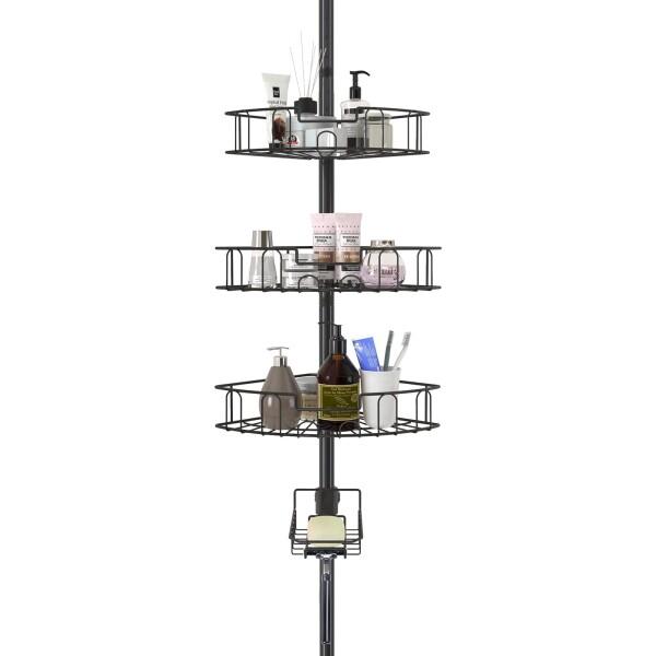 Rustproof Shower Caddy for Bathroom, Bathtub Storage Organizer with 4 Adjustable Baskets, 97.5-312.5 cm Shower Corner Ca...
