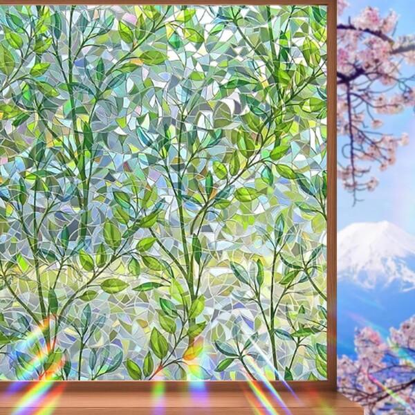 Charming Club 窓ガラス目隠しフィルム 静電式 窓用シート 断熱 遮光 UVカット ホログラム おしゃれ 飛散防止 台風対策 貼り直し可能 寝室 台所 キッチン 油汚れ防止 縦×横 30×100cm (グーリン, 30×100c...