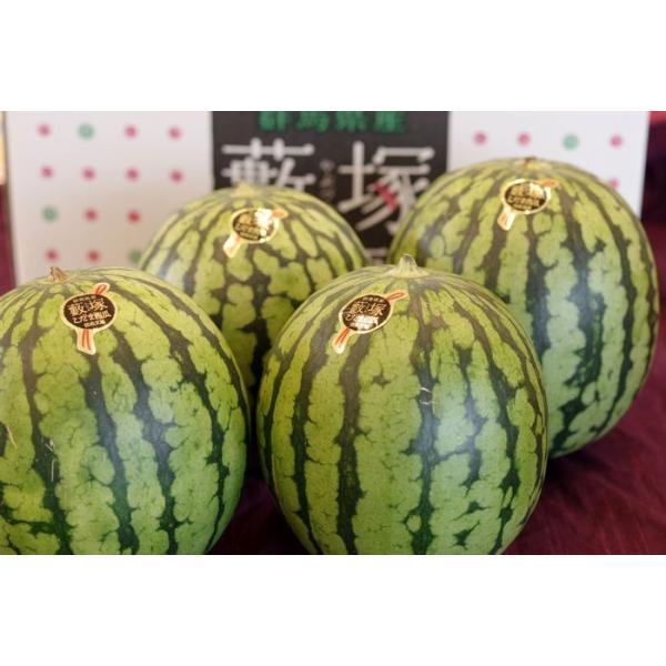 藪塚西瓜通信販売 群馬産。シャリ感が違う小玉スイカを販売。果物ギフト 約8ｋｇ 4玉〜5玉
