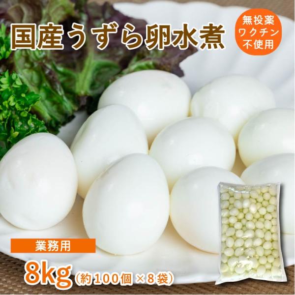 商品説明名称 うずら卵名称 うずら卵水煮 (チルド)原材料名 うずら卵 (国産)、食塩(一部に卵を含む)内容量 1kg×8（固形量）賞味期限 製造から90日殺菌方法 気密性容器に密封し、加圧加熱殺菌処理保存方法 10°C以下で保存してくださ...
