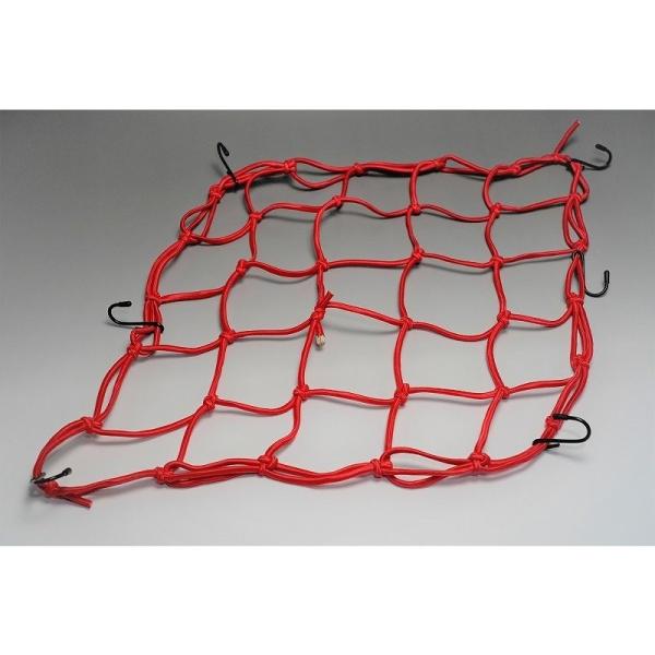 【サイズ】寸法 400×400mm　【商品説明】バイクや荷物運搬時に便利な編み製のネットです。 ●目合い80mm角かつ伸縮性もあるので、運搬物をしっかり包み込んでくれます。 ●付属のフックは簡単に取り付け可能です。  ●カラー ●レッド ●...