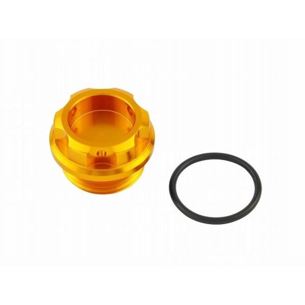 【適合】汎用　【商品説明】シンプルなデザインでワンポイントのドレスアップに最適 ●アルミ削り出しアルマイト仕上げ ●ワイヤリングホール3ヶ所 ●Oリング付属 ●サイズ：M24XP2.0 ●※純正フィラーキャップにオイルレベルゲージが付いた車...