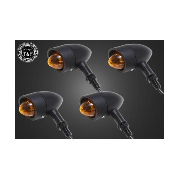 【適合】汎用　【商品説明】・本体：アルミ製。ブラック仕上げ。 ●・サイズ：全長80mm。レンズ径：35mm。取り付けネジ径：10mm。 ●・バルブ：12V23W。 ●■セット内容 ●・ビレットウインカー（ブラック）×4 ●・ウインカー取り付...