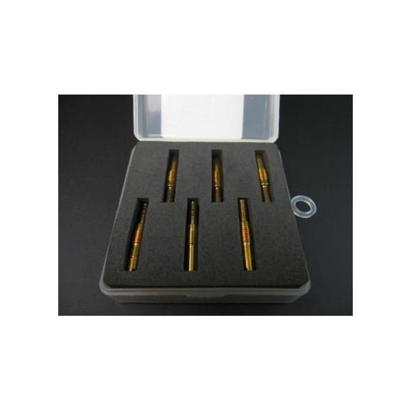 【適合】ケイヒンPWKタイプ、PE20/24/28、OKO19、21、24、26、 28、30　【商品説明】番号 #45、47.5、50、52.5、55、57.5（各1本） ●内容 ●ケイヒン PWK、PE20/24/28パイロットジェット...