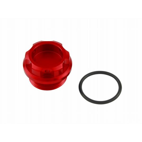 【適合】汎用　【商品説明】シンプルなデザインでワンポイントのドレスアップに最適 ●アルミ削り出しアルマイト仕上げ ●ワイヤリングホール3ヶ所 ●Oリング付属 ●サイズ：M24XP2.0 ●※純正フィラーキャップにオイルレベルゲージが付いた車...