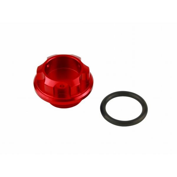 【適合】汎用　【商品説明】シンプルなデザインでワンポイントのドレスアップに最適 ●アルミ削り出しアルマイト仕上げ ●ワイヤリングホール3ヶ所 ●Oリング付属 ●サイズ：M24XP3.0 ●※純正フィラーキャップにオイルレベルゲージが付いた車...