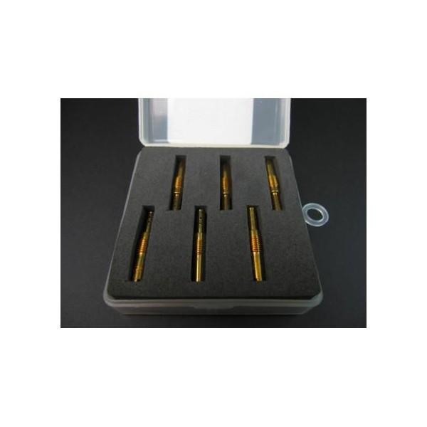 【適合】ケイヒンPWKタイプ、PE20/24/28、OKO19、21、24、26、 28、30　【商品説明】番号 #30、32.5、35、37.5、40、42.5（各1本） ●内容 ●ケイヒン PWK、PE20/24/28パイロットジェット...