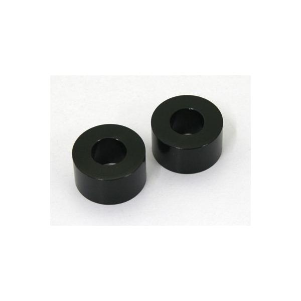 【適合】汎用　【商品説明】ジュラルミン（A2017S）削り出しアルミスペーサー。アルマイト処理済み。 ●M10＆3/8インチネジに対応。 ●高さ=5mm ●カラー：ブラック ●入数：2個入り