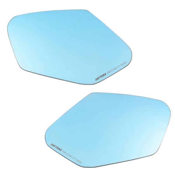 【適合】汎用　【商品説明】貼るだけで視界が広く、見やすいハイビジミラー。 ●純正よりも視界が広がる曲率R1000の広角ミラーで後方の死角を減らします。 ●防眩効果のあるブルーミラーを採用し、ヘッドライトによる眩しさを軽減。 ●純正ミラーに貼...