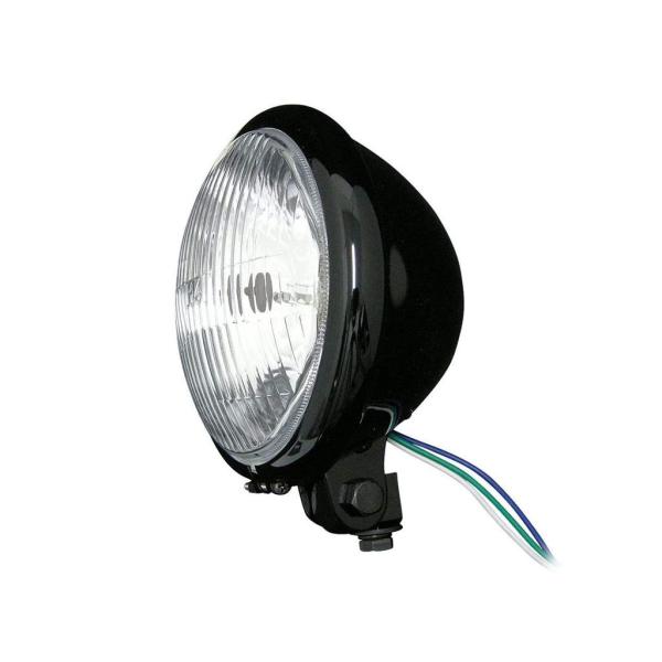 【適合】汎用　【商品説明】色：ブラック ●サイズ：5-3/4インチ（約146mm）　ブロックのボルトピッチ：3/8-16 ●素材：外側ケース：スチール　レンズ：ガラス ●リフレクター：プラスチック ●内容物：ヘッドライト本体（H4ハロゲンバ...