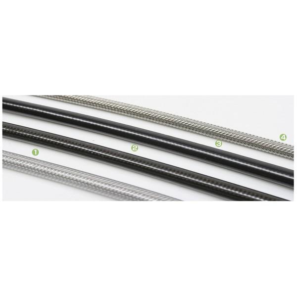 【適合】汎用　【備考】※画像中NO.3が本商品となります。ご注意くださいませ。　【商品説明】ブラックコーティング ●ステンレス製のメッシュホースに圧着コーティングが施されています。