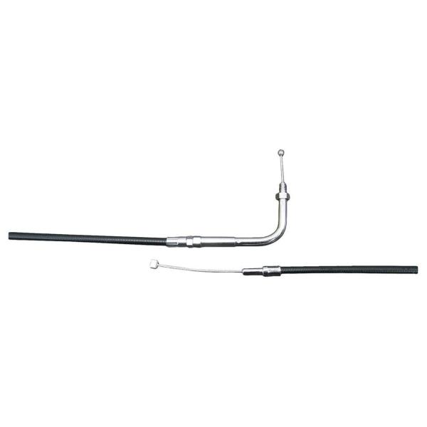 【適合】汎用　【商品説明】色：アウター部：ブラック　金属部：クローム ●サイズ：29インチ（約737mm）90°タイプ ●トラベルレングス約95mm ●スロットルホルダー取り付けネジサイズ：5/16-18 UNC ●適合車種：81年〜89年...