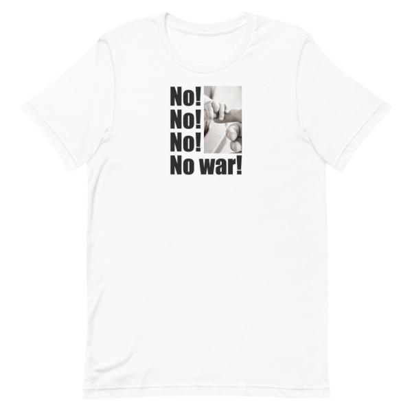今の時代に大切なno war(反戦)の意思をオシャレにTシャツにしました。ホワイト、グリーン、ピンクと3色展開でメンズにもレディースにも利用いただけます。