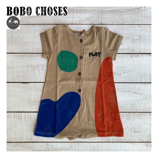 【BOBO CHOSES】　 ビンテージ感のある色が可愛いロンパース。肌さわりいい素材で、心地よく着れます！size6-12M(74cm)着丈　36cm/身幅　22cm/裄丈　14cm12-18M(80cm)着丈　38cm/身幅　24cm/...