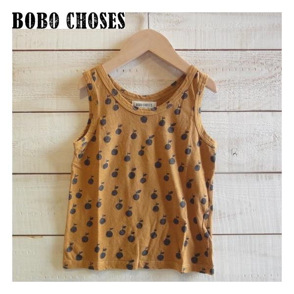 【BOBO CHOSES】　Apples Linen Tank Topスモーキーカラーに遊びごごろあるイラストが可愛いタンクトップです！リネン混合の味わいある素材です。size2-3Y(98cm)着丈　32cm/胸囲　56cm4-5Y(11...