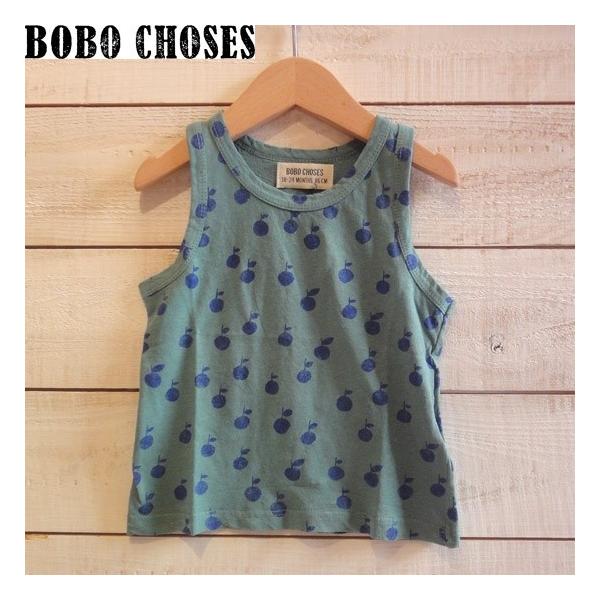 【BOBO CHOSES】　 Apples Linen Tank Top　スモーキーカラーに味のあるイラストがお洒落な一枚です。size18-24M(86cm)着丈　30.5cm/胸囲　50cm24-36M(92cm)着丈　32.5cm/胸...