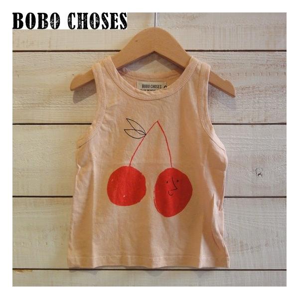 【BOBO CHOSES】　 Cherry Linen Tank Top　スモーキーカラーに味のあるイラストがお洒落な一枚です。size18-24M(86cm)着丈　30.5cm/胸囲　50cm24-36M(92cm)着丈　32.5cm/胸...