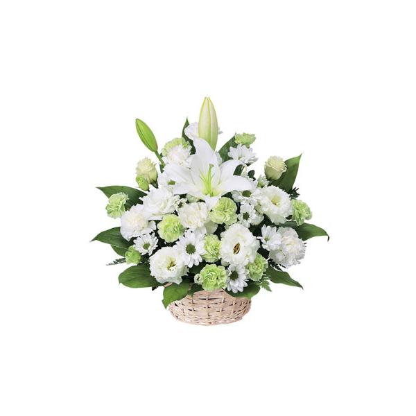 ◆お盆・秋彼岸◆花キューピット　アレンジメント　ワンサイド◆サイズ／H40・W35・D25◆お供え・お悔やみ・ご葬儀・法要・供花・枕花・お盆・お彼岸・その他