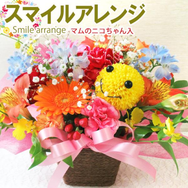■形　　態　 生花アレンジメント■花 　 材 生花：バラ・ガーベラ・ピンポンマムのニコちゃん・ 他■サイズ：横幅約30cm×奥行き約20cm×高さ約20cm■サービス・お花を長く楽しむコツ　　・ギフト用ラッピング・オリジナルメッセージカード...