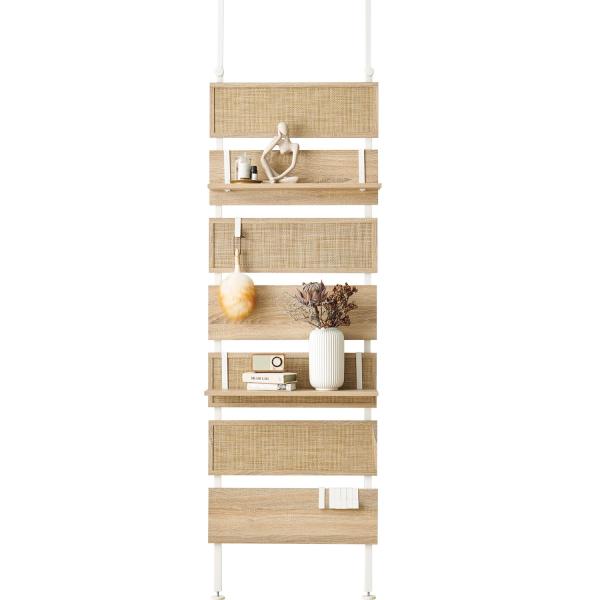 【商品概要】【商品サイズ(約)】幅60×奥行21.5(棚板を付けた場合)×高さ200〜最大265cm【ラタン調ボードがおしゃれ】四ツ目編みしたラタン風素材を施した、ナチュラルインテリアシリーズ。韓国インテリアがお好きな方にもぜひ使っていただ...