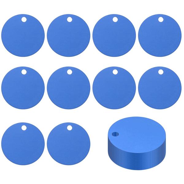 【商品概要】カラー：青；素材：アルミニウム；サイズ：5 x 1 mm/ 1.38 x 0.04インチ（直径*厚さ）；穴の直径：4 mm/ 0.16インチ；梱包リスト：丸型メタルタグ25個利点：丸型メタルスタンピングタグは空白デザインと多彩な...
