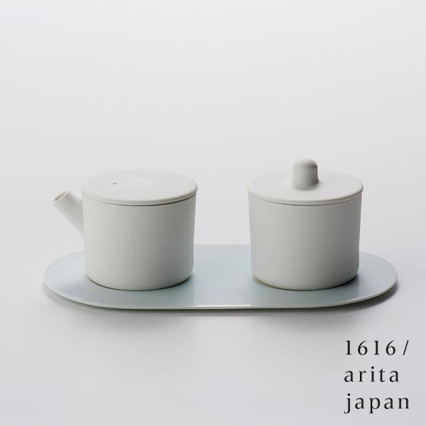 1616/arita japan S&amp;B ミルクピッチャー＆シュガーポット、ソーサー付き　ホワイト【内容量】クリーマ、シュガーポット、受け皿　各1個【カラー】クリーマー身と蓋：マットホワイト（つや無し）シュガーポット身と蓋：マットホ...