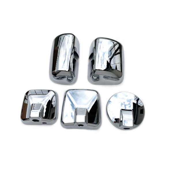 商品名 ミラーカバー5点セット日野 '17レンジャー/エアループレンジャー4t車用適合車種(年式) 日野'17レンジャー(H29.5〜)エアループレンジャー(H23.8〜H29.4)材質 樹脂/クロームメッキ左右の純正ミラーサイズ外寸（約）...