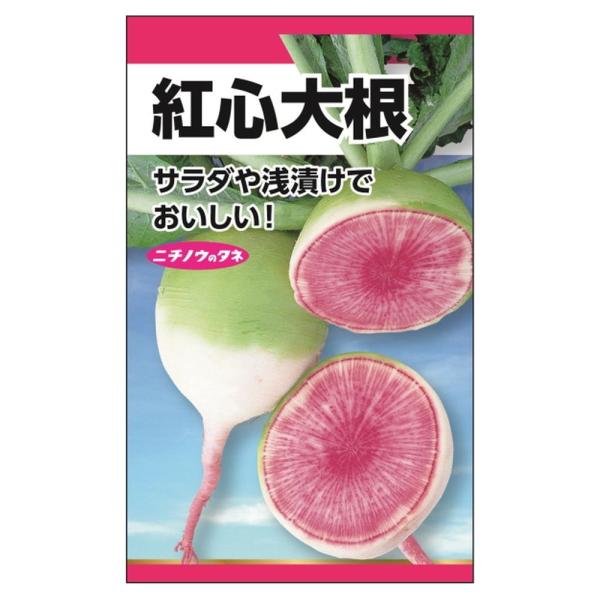 ●品種の特徴「紅心大根」は見た目は丸くカブのような形ですが、その名の通り、切ると鮮やかなピンクの断面が目を引く華やかな大根です。食感はやや固く、パリパリとした感じで色も鮮やかなのでサラダにもおすすめ。酢漬けにすると色がより一層鮮やかになるた...