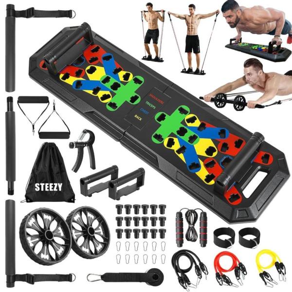 【2025オールインワン】プッシュアップボード 腕立て ホームジム ポータブル オールインワン 自宅 トレーニング 器具 push up bar 筋トレ 腹筋ローラー アブローラー コロコロ レジスタンスバンド 握力グリップ 縄跳び 日本語...