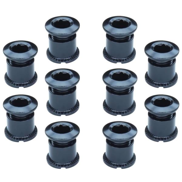 カラー：ダブル10個 黒色自転車 チェーンホイール (チェーンリング) 用の固定ボルト・ナット (ブラック色) です。ダブル用(ボルト長さ8mm,ナット長さ7mm)の10個入りです。便利な10個入りセットのため、複数台所有されている方や業者...