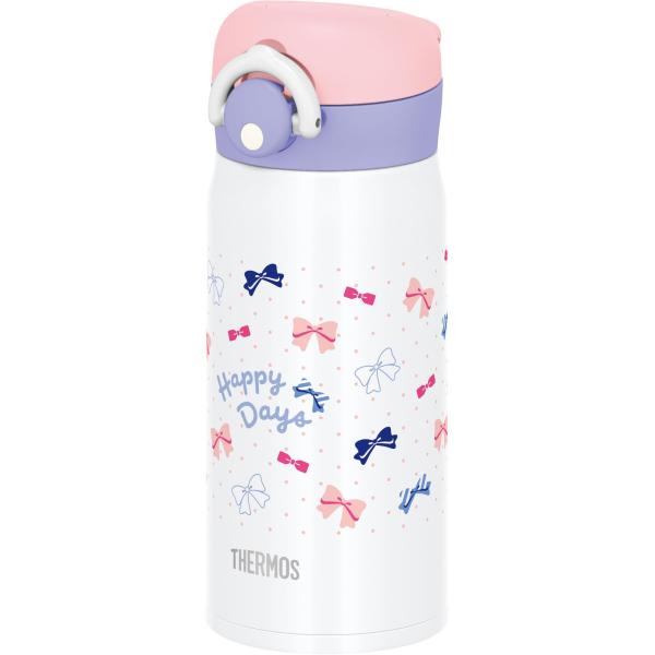 カラー：リボンホワイトサイズ：350 mlワンタッチ・オープンで片手でも扱いやすいケータイマグ。丸みのあるフォルムが特徴素材・材質:内びん:ステンレス鋼 / 胴部:ステンレス鋼(アクリル樹脂塗装) / フタカバー:ABS樹脂 / フタ・せん...