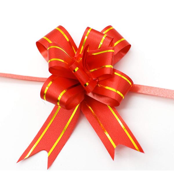 カラー：レッドサイズ：特大(幅11cm)スタイル：キラキラ,クラシック,フローラル,花束BEADYからプレゼントのラッピングに大活躍するワンタッチ手作りリボンが登場。花を模った飾りで、ラッピングを華やかにするギフトの定番アイテム。指でスライ...