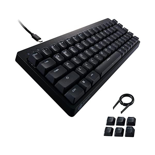 カラー：青軸 クリッキーサイズ：65%サイズスタイル：単品“ELECOM GAMING V custom”は、プロからエントリーまで、勝ちにこだわるすべてのプレイヤーの皆様と向き合い、数値性能だけでなく、感覚的な使い心地を大切に作り込んだ、...