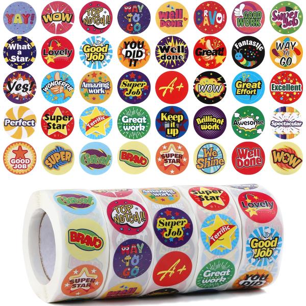 カラー：マルチカラースタイル：英語【商品仕様】サイズ：直径25mm 数量：500枚×5巻 合計2500枚【様々な絵柄】これらのごほうびシールは合計40種類の異なる絵柄があります。絵柄と積極的な英語文字が組み合わせて、子供により多くの褒美を与...