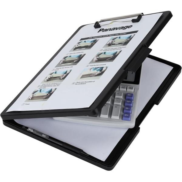 カラー：黒-横向きスタイル：シンプル「防水」意外の水、雨から重要な書類や伝票を守ります。「収納力抜群」箱内の高さは20mmので、A4用紙50枚以上を収納できます。スマホ、電卓、ペン、書類、伝票、財布など色々な小物をまとめて一緒に入れて行って...