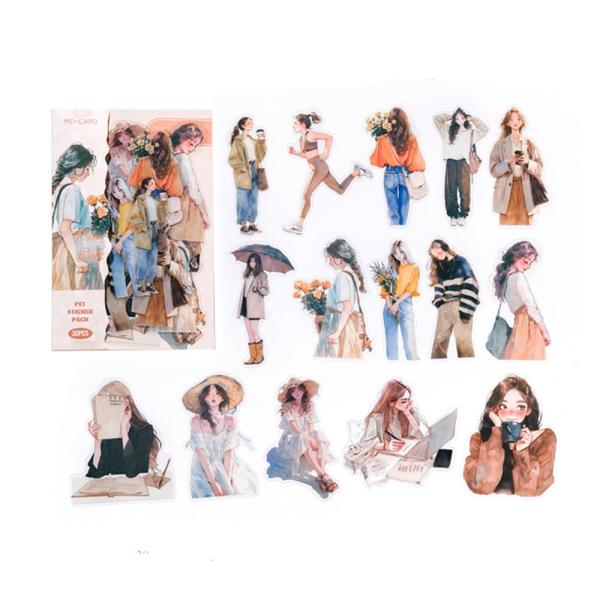 カラー：juchuanhuagengスタイル：レトロ合計30枚×2袋=60枚，1袋=15種*2枚材料：PET，サイズ：30*70mm，，パッケージの寸法；98*165mm大容量商品入，ファッショナブルな女の子たち思わず笑顔になってしまいそう...