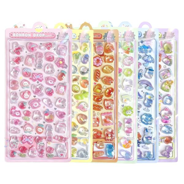 サイズ：6枚セット3dシールスタイル：カワイイ【セット内容】6枚セットで多様なニーズに対応。【立体シール】高品質なエポキシ樹脂を採用しており、独特の透明感と立体的な水滴効果を実現できます。色彩豊かで粒子が細かく、光の下ではより一層美しい視覚...