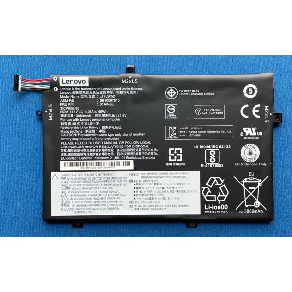 純正新品 Lenovo ThinkPad L480 L590等用 バッテリー 01AV463純正 バルク新品FRU P/N : 01AV463ASM P/N : SB10K97610Model : L17L3P5211.1V  3880mA...