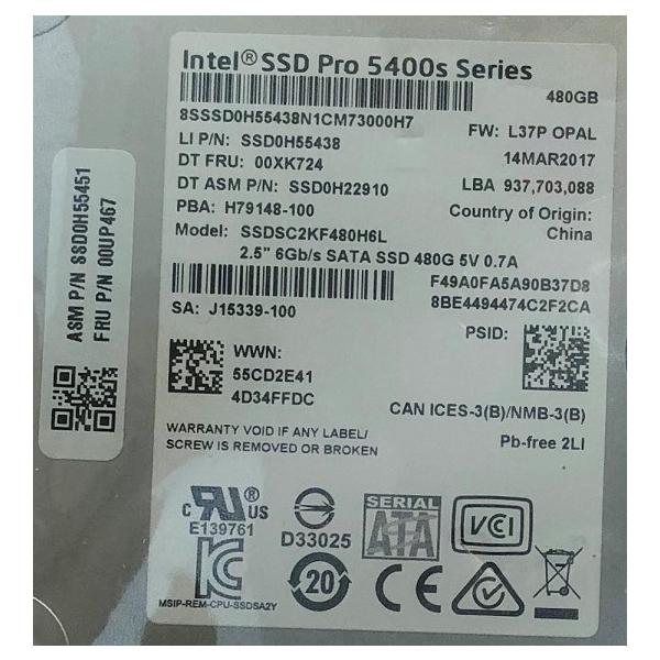 SSD 新品 Lenovo純正 2.5inch 7mm 480GB 00UP467 SSDSC2KF480H6L 国内発送バルク新品 Lenovo純正品容量 : 480GBFRU P/N : 00UP467Model：SSDSC2KF480...