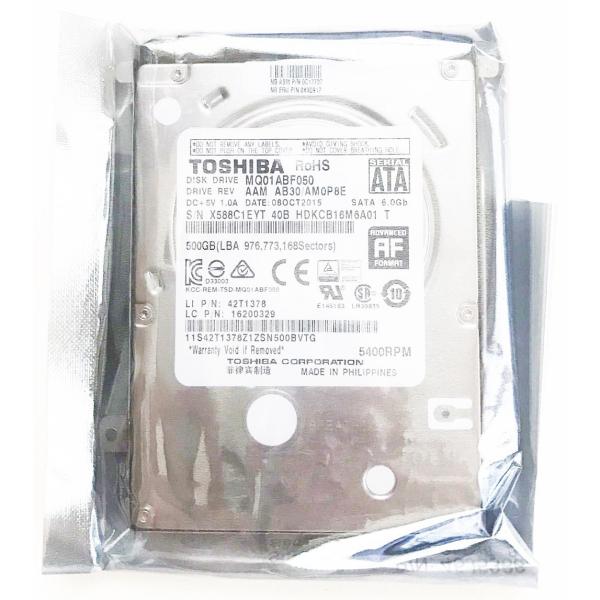 HDD：Lenovo製純正品 (東芝製) 500GB 5400RPM (04X0917, MQ01ABF050, 国内発送）:バルク新品、メーカー：Lenovo製純正品(東芝）、容量:500GB, Fru.P/N.:04X0917, ASM...