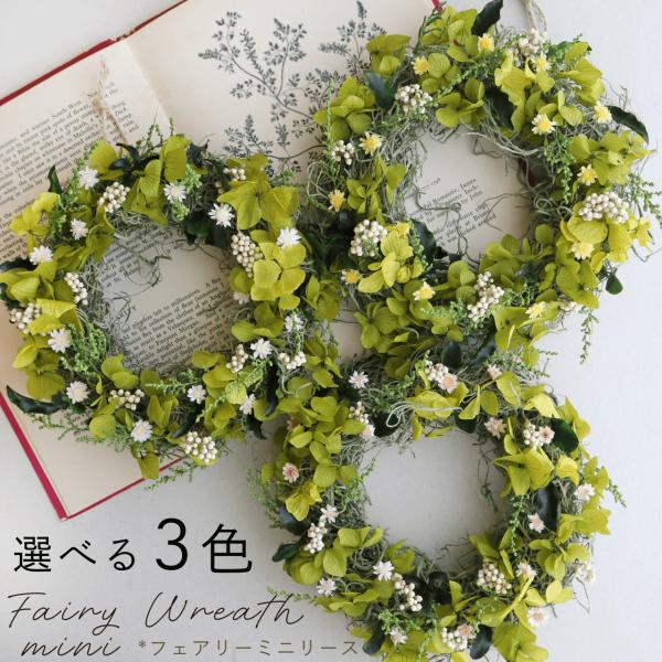 多彩なグリーンを基調に、小さなお花をちりばめて。お部屋で手軽にかわいいグリーンが楽しめるフェアリーミニリースはそんなリースです。プッシュピン1つで手軽に飾れる。時々ほこりを落とすだけ水やりいらずの小さめリース。プリザーブドフラワーならではの...
