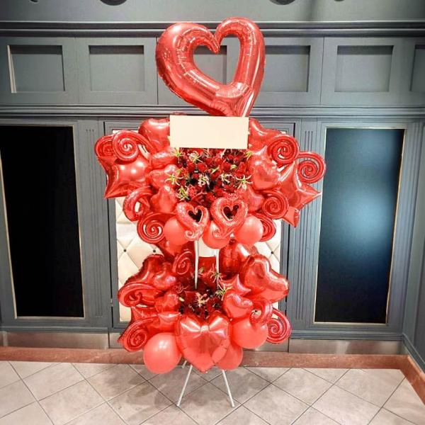 【最短出荷日】仕入の関係上、お届けに２〜５日程お日にちを頂く場合がございます。【お届け内容】お祝いバルーンスタンド花画像は一例です。使用するお花は季節、仕入れ状況により異なるので仕上がりはお任せとなります。【サイズ】幅約100ｃｍ　x　高さ...