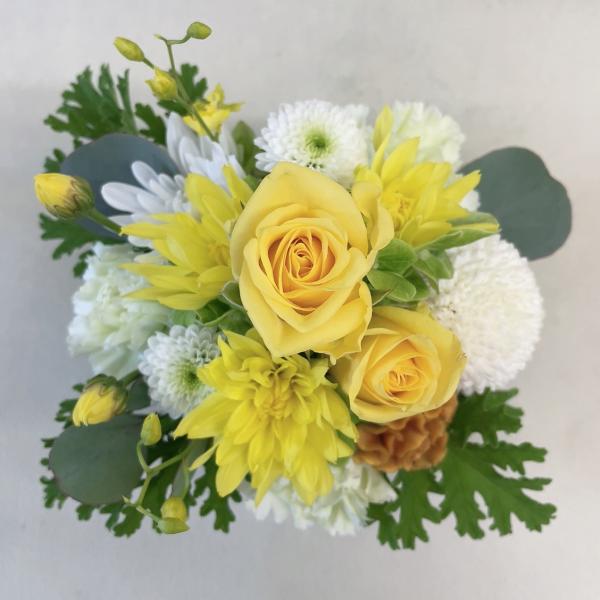 使用花材 季節の花を使ったお任せアレンジメントサイズ 高さ20センチ 横幅約20センチなど花器や花材で大幅に変わります。 ラッピング 無料で承ります。 メッセージカード 無料。ご希望のメッセージを備考欄にご入力ください。 本受注生産商品につ...