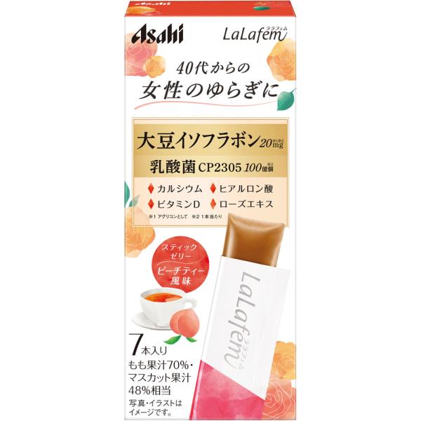 特徴40代からの女性のゆらぎに大豆イソフラボン20mg※1※2乳酸菌CP2305 100億個※2カルシウムビタミンDヒアルロン酸ローズエキス※1 アグリコンとして※2 1本当たりスティックゼリーもも果汁70％・マスカット果汁48％相当手軽に...