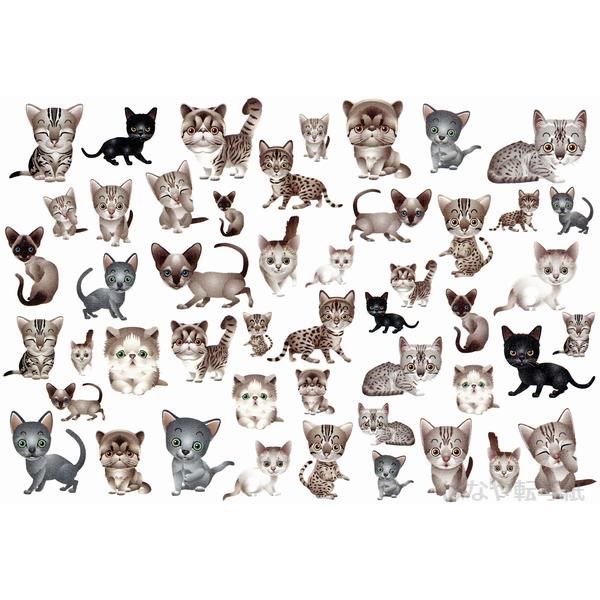 サイズ：約30.5×21cm（印刷面の大きさ）ネコの絵柄1つ分の大きさ：約Φ2.5〜6cm品名：陶磁器用上絵付転写紙（白磁用転写紙）種別：パーツアソート焼成温度：780〜820°C（ご参考値） ※焼成見本写真のタイルの大きさは、約10×10...