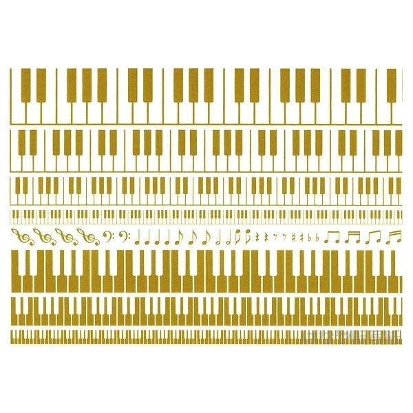 サイズ：27.5×4cm（一番太い鍵盤）／27.5×1cm（一番細い鍵盤）／Φ1.9cm（ト音記号）品名：陶磁器用上絵付転写紙（白磁用転写紙）種別：パーツアソート焼成温度：780〜820°C（ご参考値） ※この商品で絵付けをするには、白磁等...