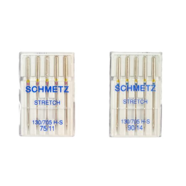 ・商品番号：9810-9812・配送方法：メール便・宅配便・※各番手個別販売です※全番手セット販売では御座いません。写真は比較を兼ねて並べて掲載しております。予めご了承ください。《SCHMETZ》シュメッツ　ドイツ製家庭用ミシン針　ストレッ...